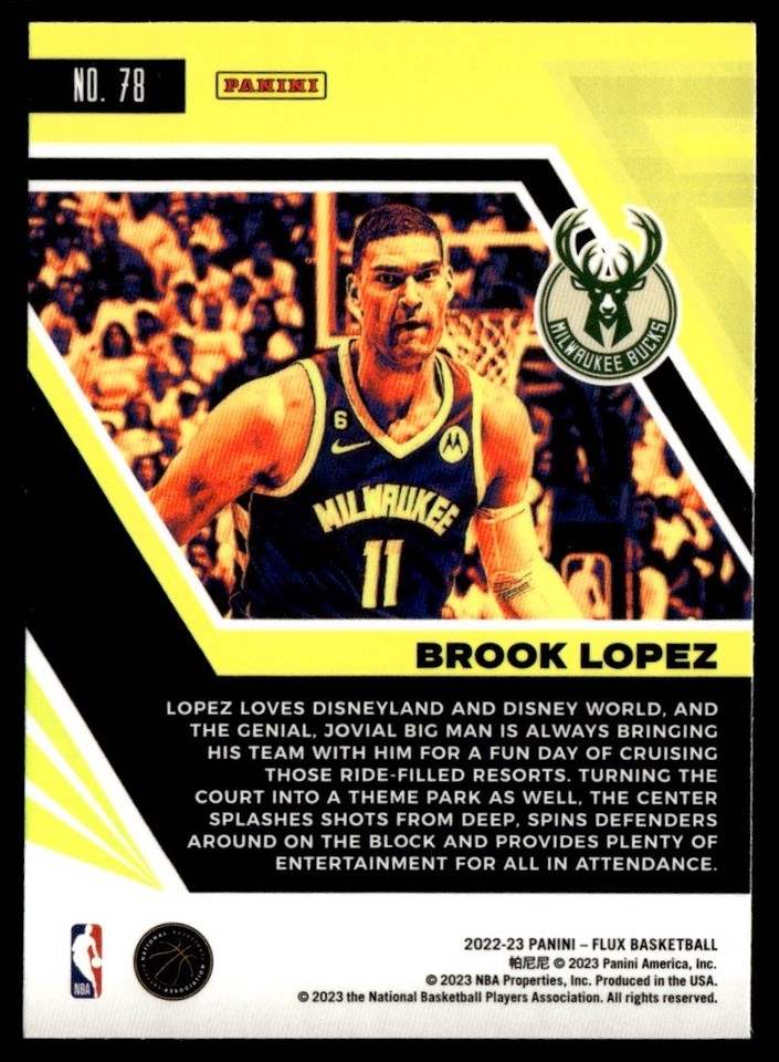 2022-23 Panini Flux Brook Lopez Milwaukee Bucks #78 | eBay