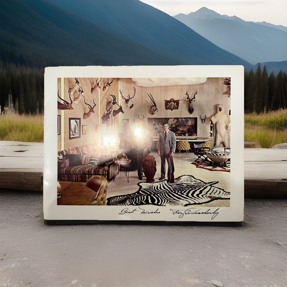 Vintage Roy Weatherby Rifles Christmas Card Showing Trophy Room Of Bill ...