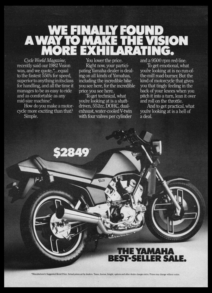 1982 Yamaha Vision Motorcycle print ad /mini poster/ORIG.-Original ...