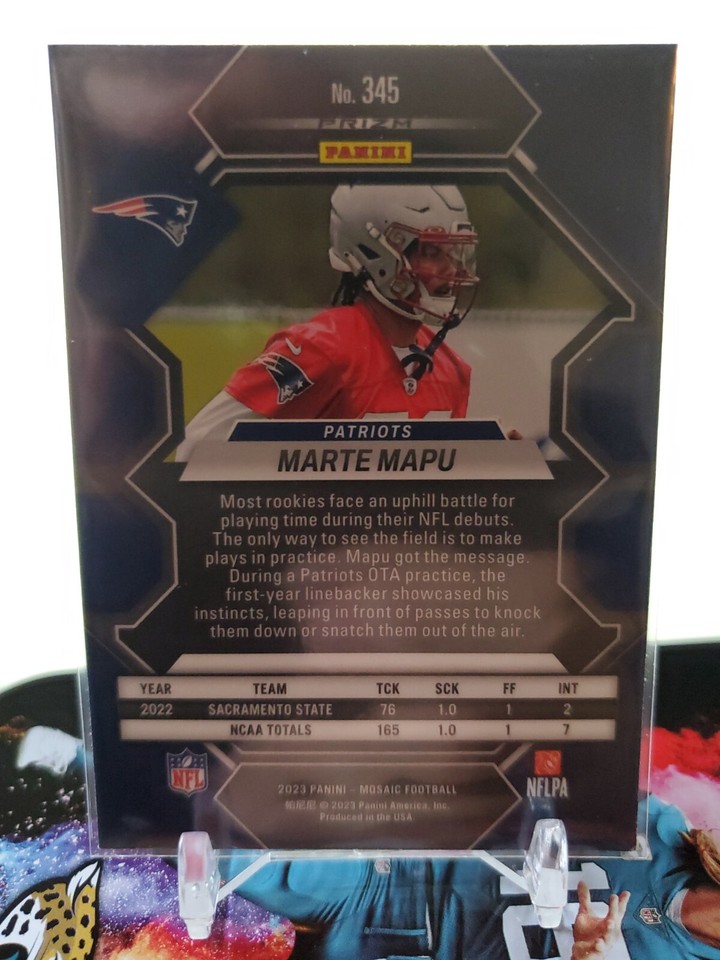 2023 Panini Mosaic Marte Mapu Rookie Silver Prizm RC #345 Patriots | eBay