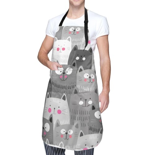 Funny Cat Paw Kitchen Apron With 2 Pockets Cute Animal Adjustable Neck ...