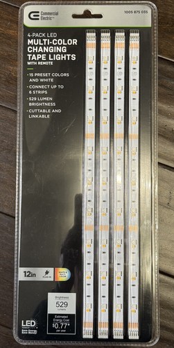 Commercial Electric 4 pack Multi-Color Changing Tape light 529 Lumens ...