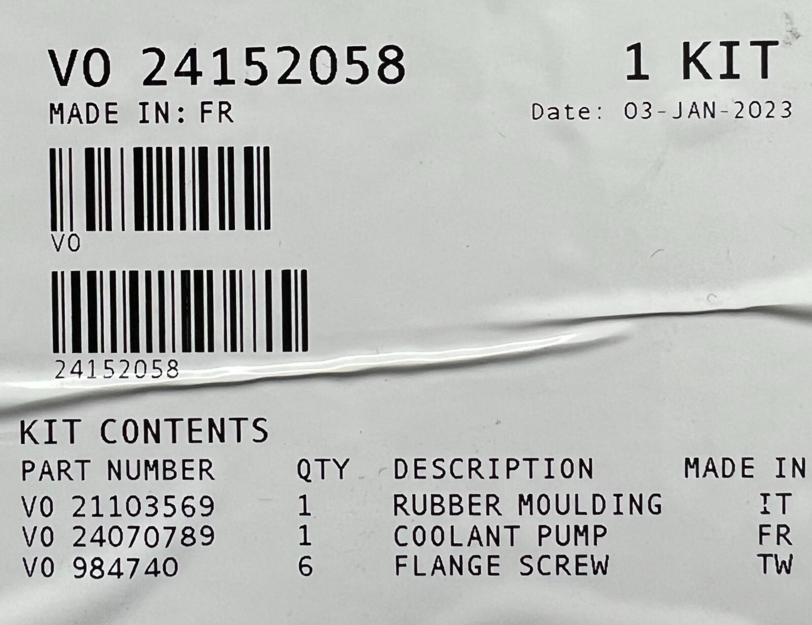 24152058 Genuine Volvo Water Pump Kit OEM - New | eBay