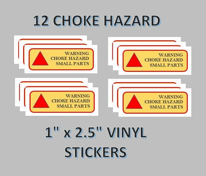 12 Stickers for CHOKE HAZARD Warning 1" x 2.5" Vending Vendstar Candy ...