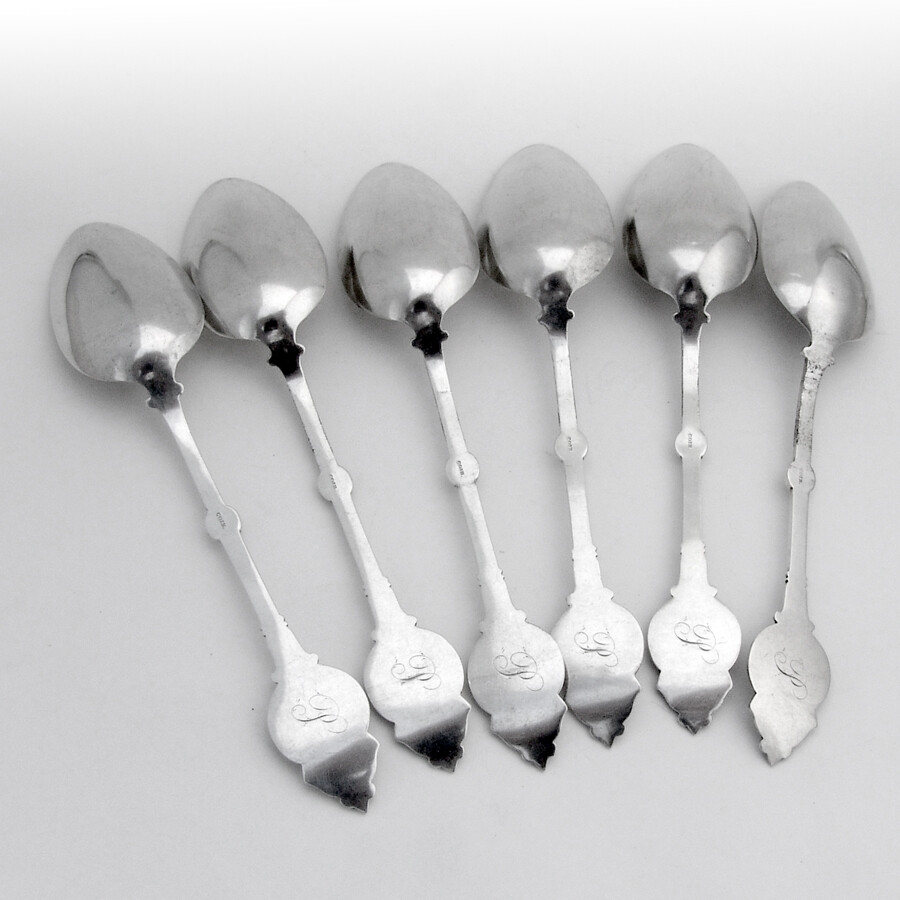 Medallion 6 Tablespoons Set Schulz Fischer Coin Silver 1870 Mono P | eBay