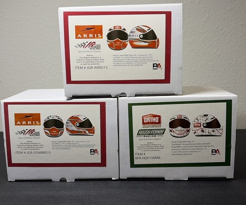 Carl Edward’s, Greg Biffle, Daniel Suarez, 3 Piece Set BA Mini Helmets ...