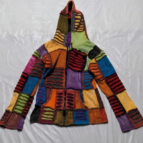 The Collection Royal Hippie Patchwork Boho Colorful Zip Up Hoodie ...
