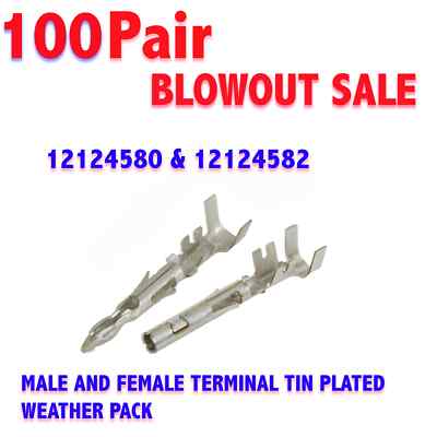 Delphi ( Male & Female ) Weather-Pack Terminal 12124580 & 12124582 ...