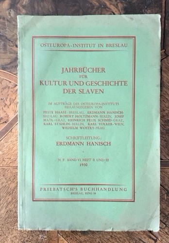 Jahrbücher für Kultur und Geschichte der Slaven (Slawen) - N. F. Band ...