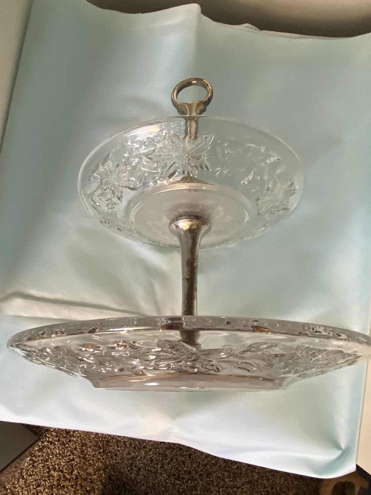 Cut Crystal Tidbit Serving Tray Two Tier Princess House Silver Plate | eBay