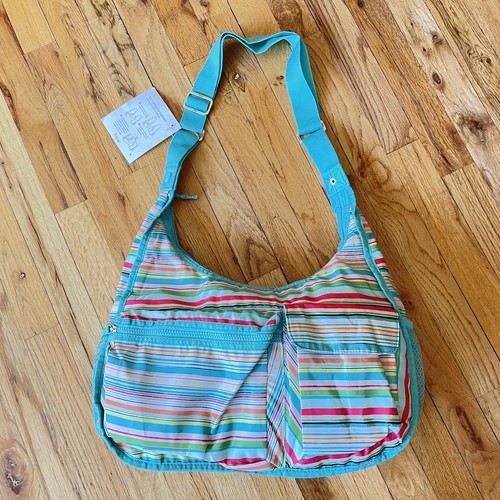 Thirty-One Explorista Stripe Tote Gym Bag Adjustable Crossbody Hobo ...