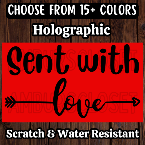 50 Sent With LOVE STICKERS 2.25" LABELS SEALS THANK YOU SCRATCH ...