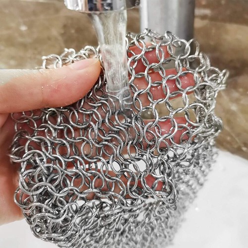 5/6/7/8" Square Stainless Steel Cast Iron Cleaner Chainmail Scrubber ...