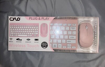 CYLO Plug & Play Wireless Mouse and Keyboard Pink and White Universal ...