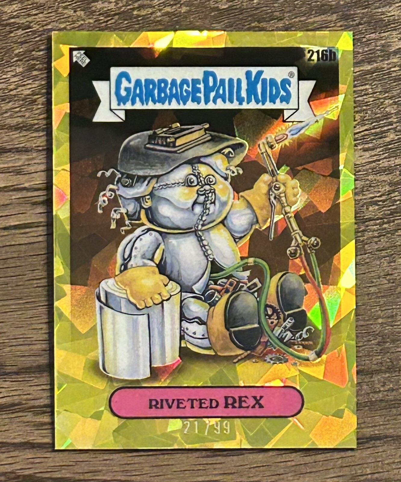 2022 Garbage Pail Kids Sapphire Edition Yellow Refractor /99 Riveted Rex 216b | eBay