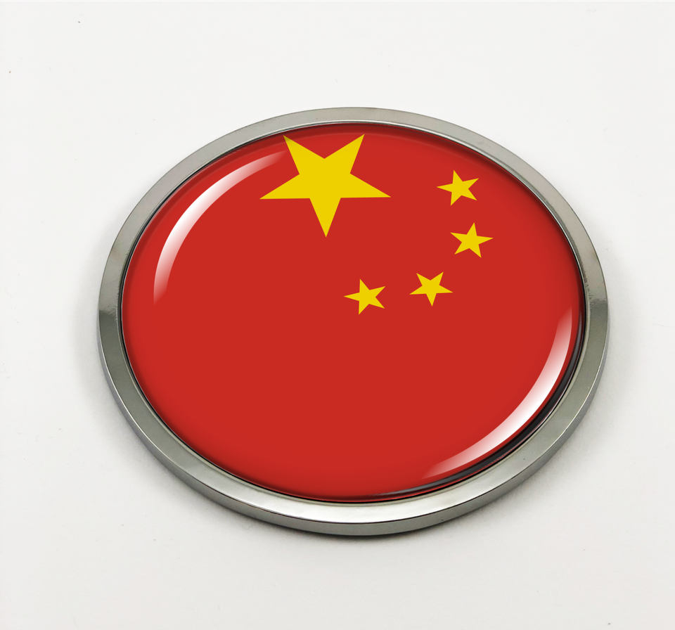 China Flag 3D Domed Emblem Badge Car Sticker Chrome ROUND Bezel | eBay