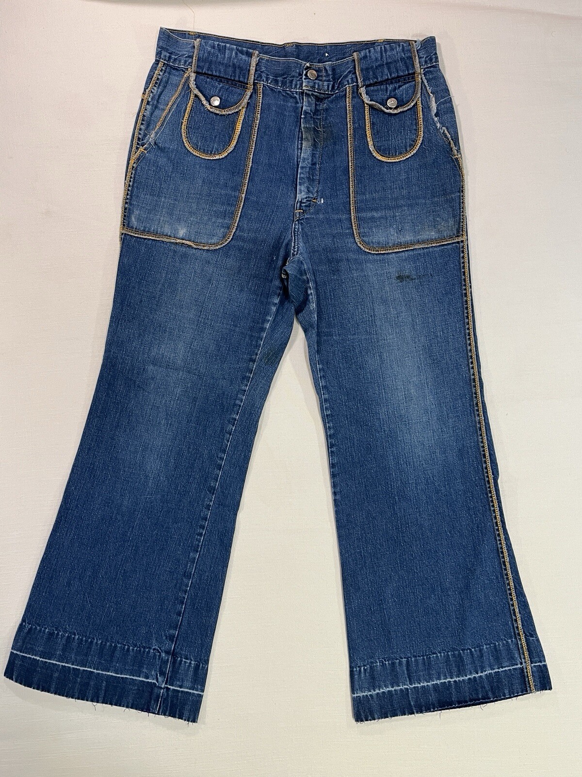 Vintage 70s Rappers Denim Jeans Wide Leg High Rise Fl… - Gem