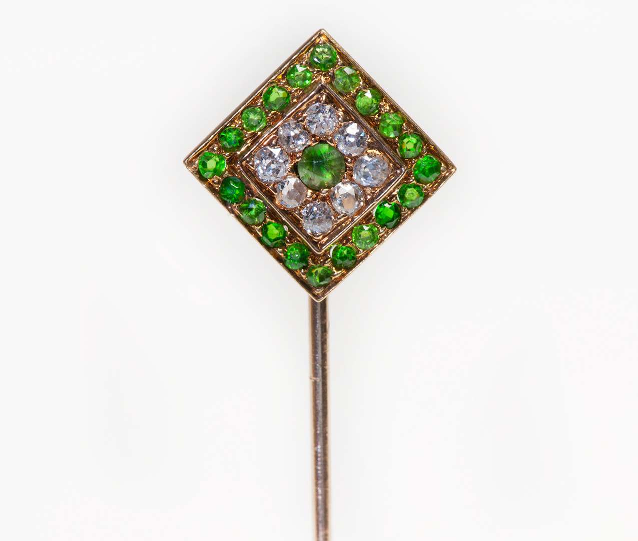 Edwardian Demantoid Diamond Gold Stick Pin - Gem