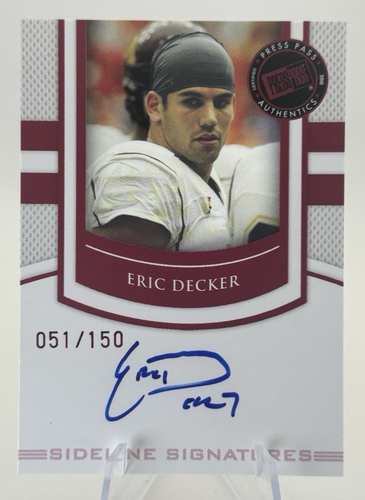 Eric Decker 2010 Press Pass Portrait Autograph Auto /150 Minnesota ...