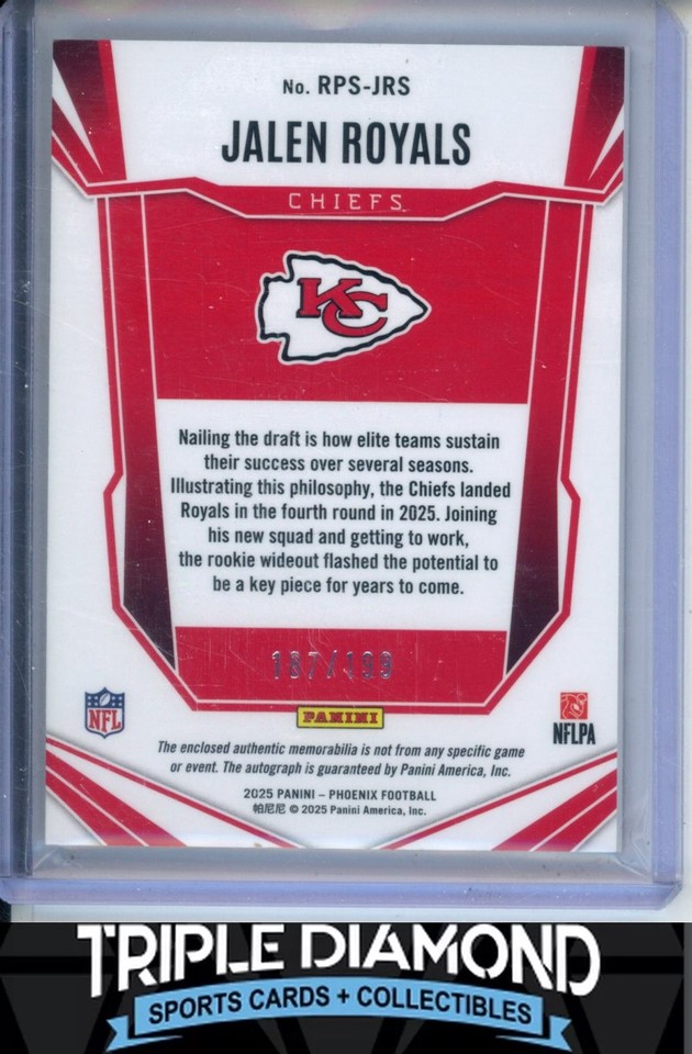 2025 Panini Phoenix Jalen Royals Rookie Jumbo Patch Autograph Auto ...