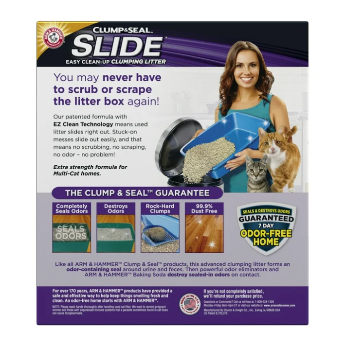 2 Box ARM & HAMMER Clump & Seal SLIDE Easy Clean-up Clumping Litter, 28 ...