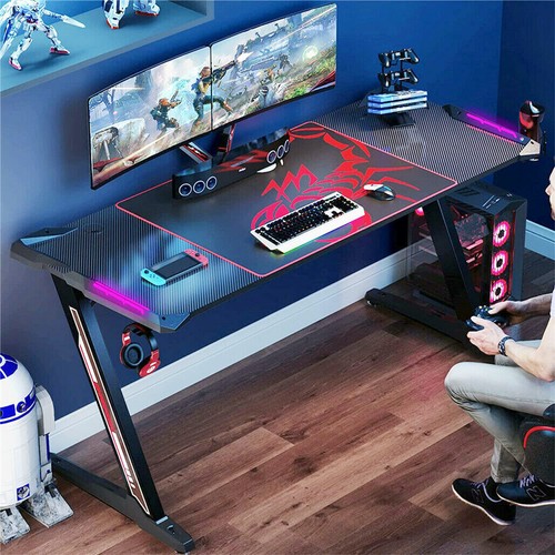 Gaming Tisch 160cm Gaming Schreibtisch Computertisch mit LED RGB für ...