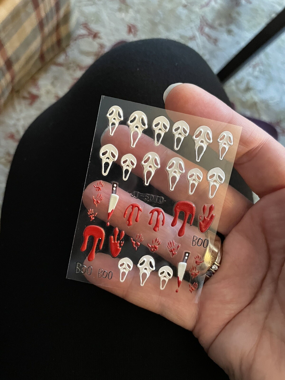 Scream Ghostface 3D Nail Art stickers manicure Halloween blood Dagger ...