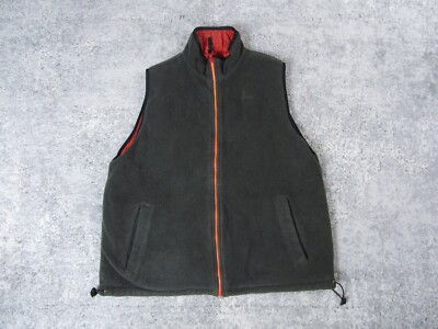 HEAD Vest Mens Large Reversible Fleece Puffer Orange Brown Sleeveless ...