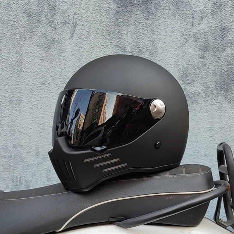 Retro Motorcycle Helmet Light Cruiser Full Face Motorbike Helmet DOT ...