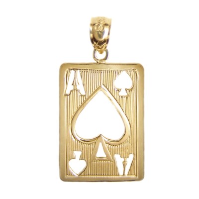 New 14k Yellow Gold Ace of Spades Playing card Pendant | eBay