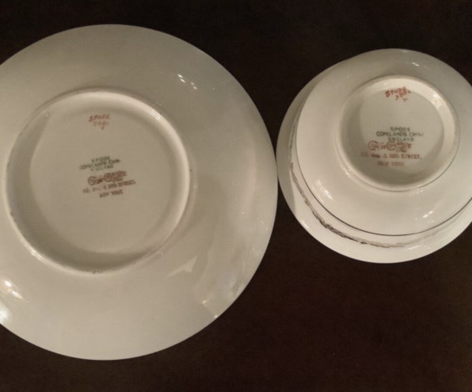 SET OF FOUR ANTIQUE SPODE COPELANDS CABBAGE ROSES TEA CUPS PATTERN 3886 ...