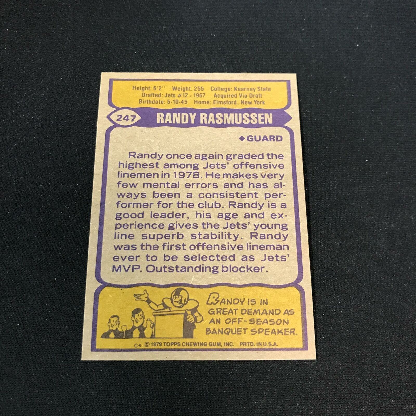 1979 Topps RANDY RASMUSSEN #247 New York Jets NRMT *JU22 | eBay