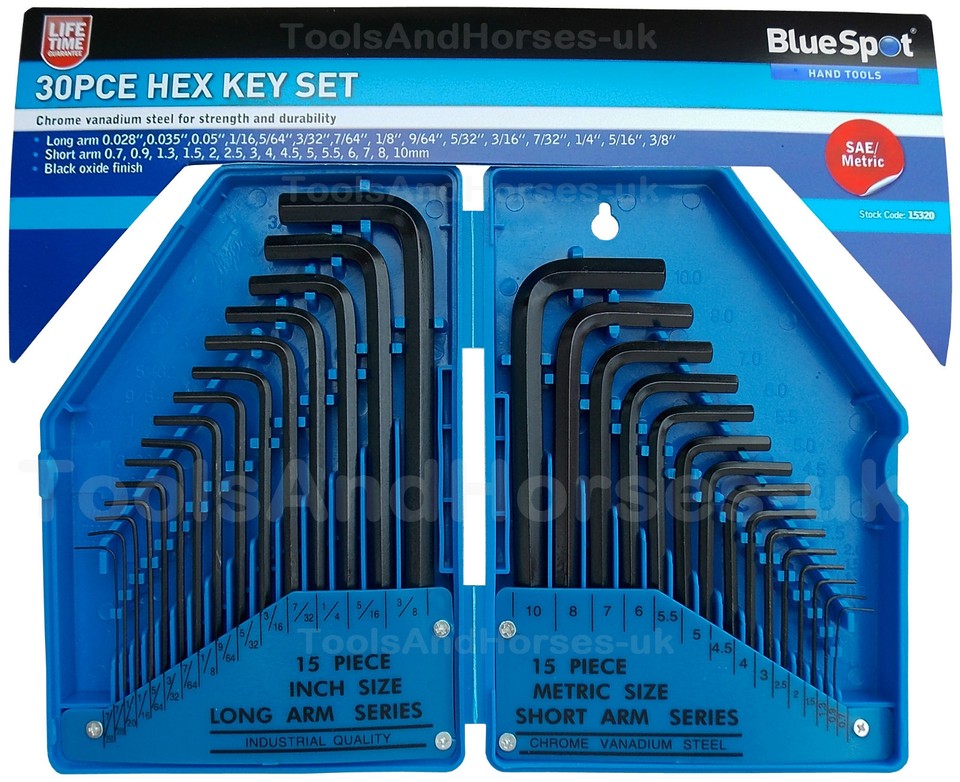 30 PIECE HEX KEY SET 30 PIECE ALLEN ALAN ALLAN KEY SET Long Arm Hex ...
