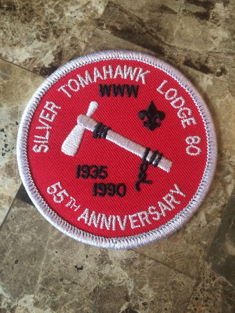 Boy Scout OA SILVER TOMAHAWK LODGE 80 Round 55th Ann Patch 136 80 67 ...