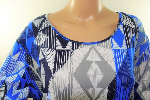 Links Women Plus 1x 2x 3x Blue Black White Tunic Top Blouse Shirt ...