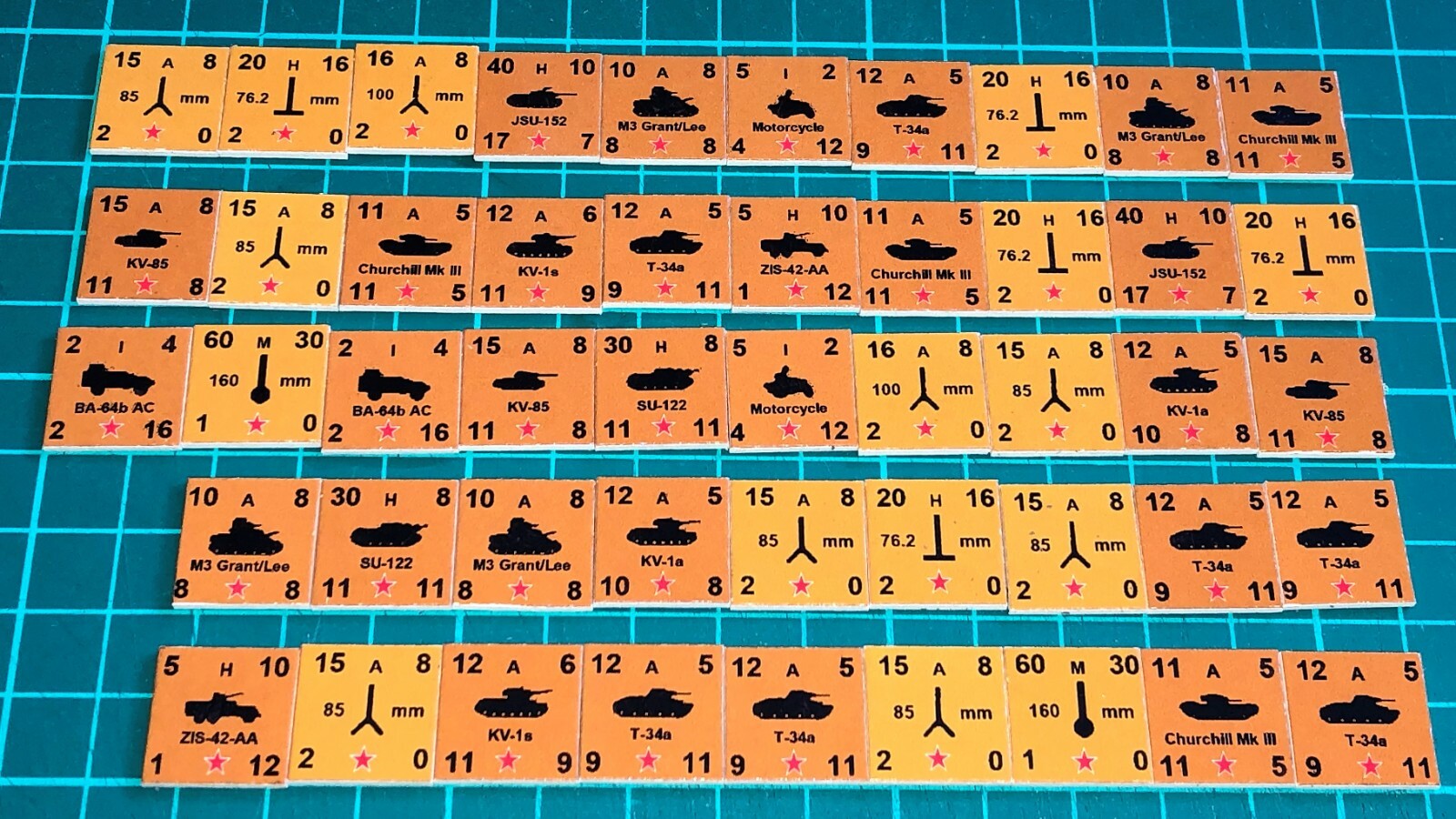 PanzerBlitz Unofficial guide counters set (of 108), for Avalon Hill ...