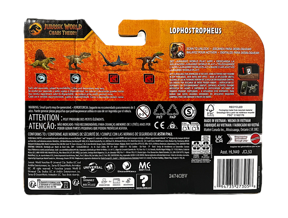 Jurassic World Chaos Theory Danger Pack Lophostropheus 7.5" Long ...