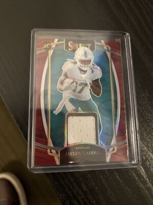 2021 Panini Select Jaylen Waddle Red PRIZM PATCH RC #RSW-JWA Rookie ...