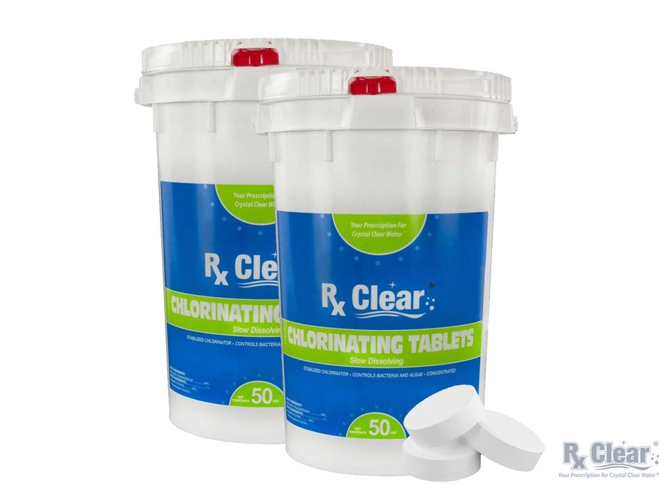 Rx Clear 3" Dissolving Stabilized Chlorine Swimming Pool Tablets ...
