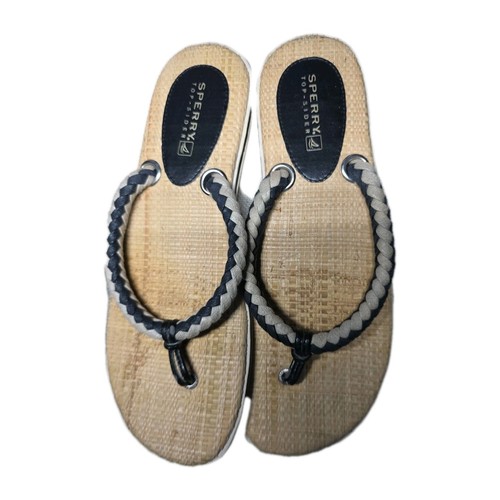Sperry Top Sider Black Straw Flip Flops Women’s Size 7M | eBay