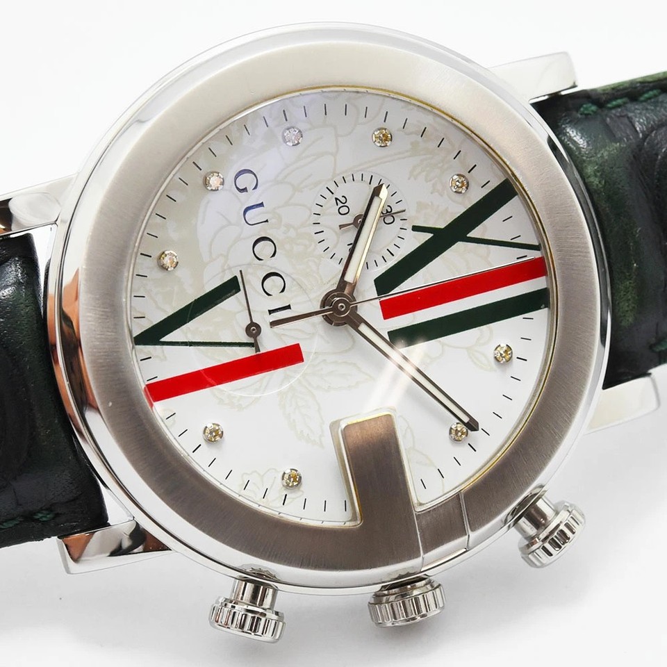 Gucci Watch Men s GUCCI 101M Chronograph Quartz Diamond SS Stainless Steel Leath | eBay Australia