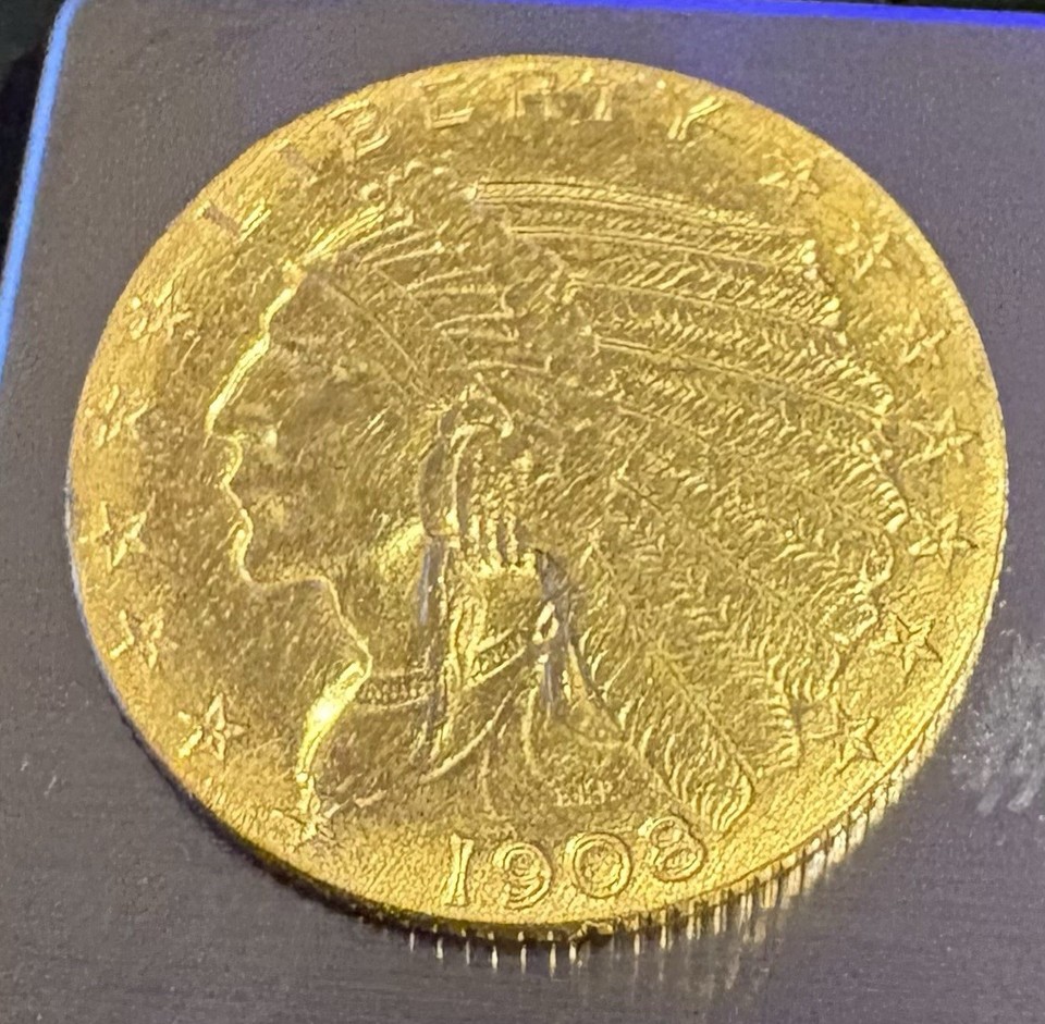 1908 $2.50 Indian Head Gold Coin BU with Beautiful Luster (in Air-Tite ...