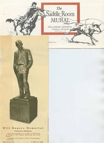 Will Rogers Memorial & Saddle Room Mural Brochures Claremore Oklahoma ...