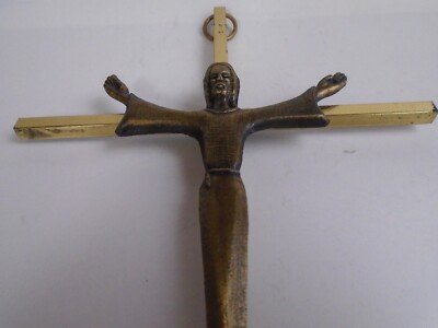 VTG 10” Christ The Redeemer Gold Tone Crucifix Wall Hanger Cross ...