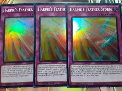 Yugioh Harpie's Feather Storm X3 Super Rare RA01-EN073 1st NM Playset ...
