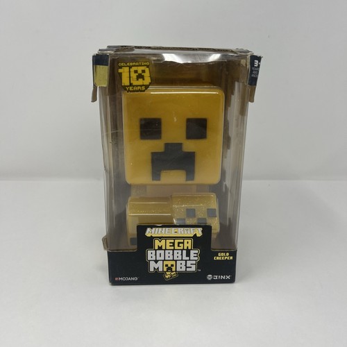 JINX Minecraft 10 Year Anniversary Creeper Mega Bobble Mob Gold 5" Open ...