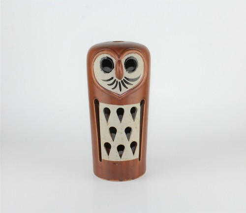 Tall Pottery Abstract Brown Owl Candle Holder Display Décor Accent ...