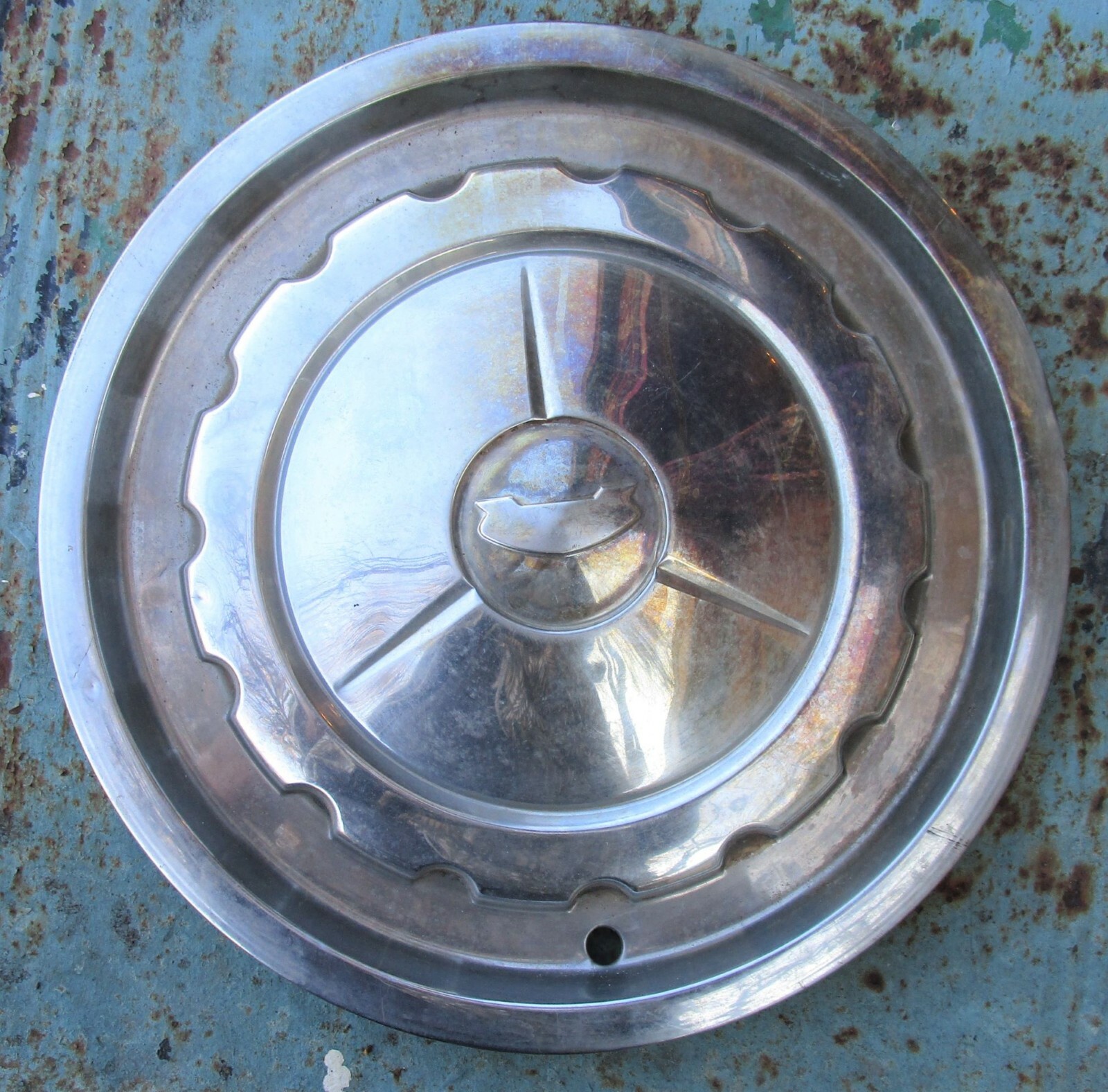 Chevrolet Bel Air Hubcap 14" Chrome Vintage 1957 Chevy OEM Very Good ...