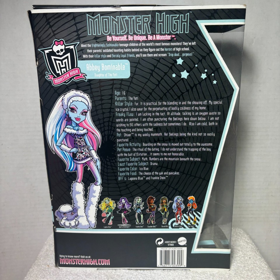 Monster High Doll Abbey Bominable & Shiver First Wave Original Release ...