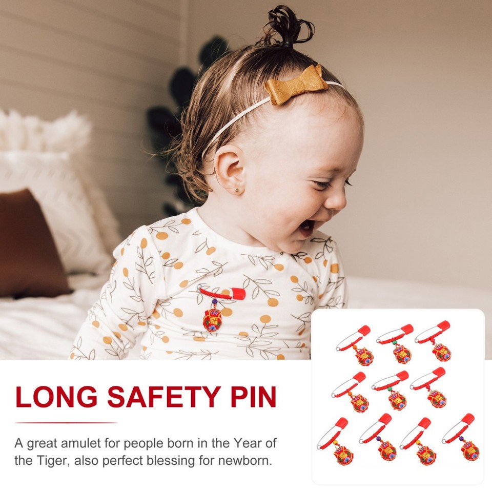 10 Pcs Rhinestone Safety Pin Brooch Accessories Chinese Sachet Bag ...